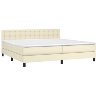 vidaXL Boxspringbett mit Matratze Creme 200x200 cm Kunstleder vidaXL