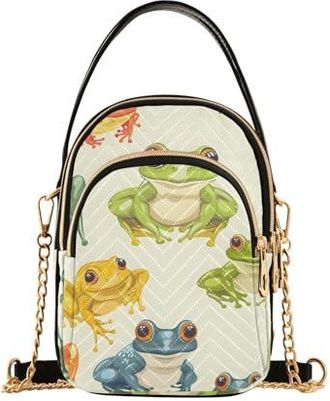 Mnsruu Sac à bandoulière pour femme, grenouille, animaux de la forêt, sac à dos coloré, petit sac à bandoulière avec sangle réglable