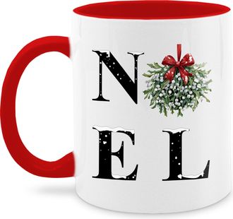 Shirtracer Tasse Tassen 325ml - Weihnachtstasse - Motiv Schriftzug Noel mit Mistelkranz I Weihnachtsmotiv Geschenke Wintermotiv I Weihnachten Geschenk Weihnachts