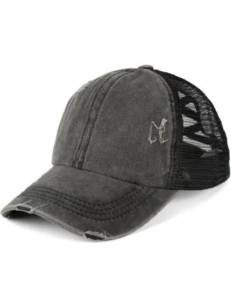 styleBREAKER Cap Ponytail Baseball Cap Used Look mit Mesh Einsatz