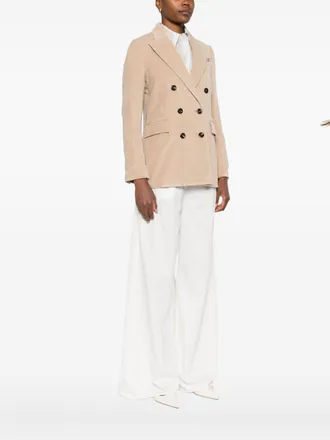 Circolo 1901 Cotton Corduroy Double-Breasted Blazer - Beige