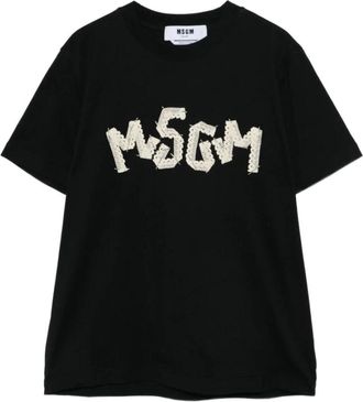 Msgm Msgm, Femme, Tops, Noir, Taille: 42 FR T-Shirt Col Rond