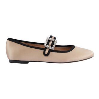 Bibi Lou Beige Satin Swarovski Ballerina Schuhe - - Shoes - Damen - Beige - 37 EU