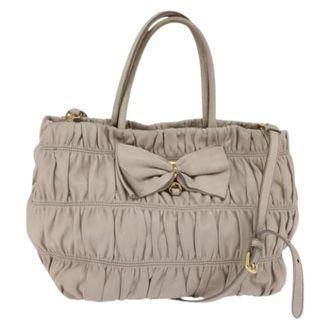 Prada Pre-owned Cuir sacs-main - Femme - Pre-owned - Beige - Taille: ONE Size