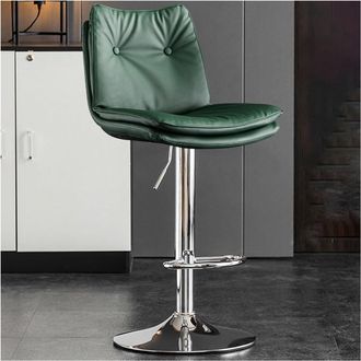 Generic Verstellbarer Drehhocker mit R&uuml;ckenlehne, Tresenstuhl aus PU-Leder, Fu&szlig;st&uuml;tze f&uuml;r K&uuml;cheninsel, Essbereich, Pub, Caf&eacute;, Fr&uuml;hst&uuml;cksecke