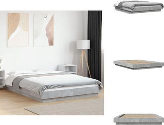 vidaXL Bettgestell Betongrau 140x190 cm Holzwerkstoff - Beton Grau - Holzrahmen - Lattenrost - Doppelbett - Boxspringbett