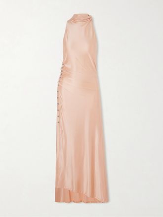 Paco Rabanne Midikleid Aus Satin Mit Raffungen Und Verzierungen - Orange