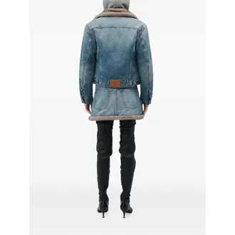 Alexander Wang Denim with Faux-Fur Collar Jacket - Blue