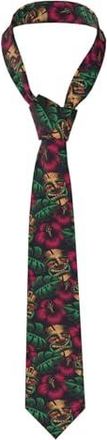 Generic Cravate Homme Masque Tiki &Agrave; Fleurs Et Feuilles, Style Hawa&iuml;en Vintage Classique Cravates &Eacute;l&eacute;gant Cravates Homme Pour F&ecirc;te Travail L&Eacute;cole