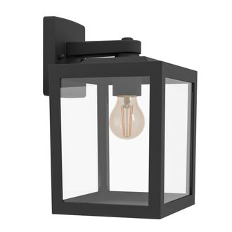 Eglo Wandlampe au&szlig;en Olgiata-E, Outdoor Wandleuchte Vintage, Au&szlig;enlampe Laterne, Au&szlig;enleuchte Downlight, Kunststoff in Schwarz und Transparent, E27 Fassung