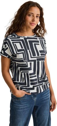 Cecil Damen Print-Shirt mit Knopfdetail