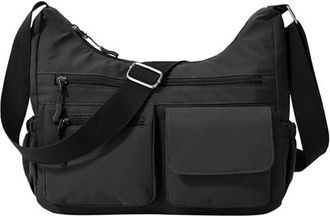 Generic Grand sac &agrave; bandouli&egrave;re polyvalent en nylon pour femme, travail, shopping, voyage, quotidien, Noir, 11.02x4.33xcinch