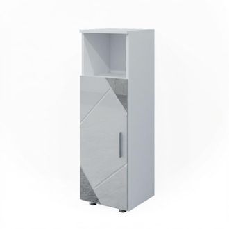 Vicco Midischrank Wei&szlig; Hochglanz mit Eins&auml;tzen Irma 30x95x30 cm - Badezimmerm&ouml;bel, Ideal f&uuml;r kleine R&auml;ume und schmale Nischen