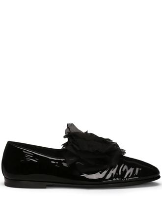 Dolce & Gabbana Slipper mit Blumenapplikation - Schwarz