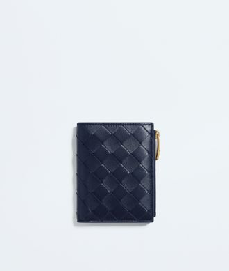 Bottega Veneta Portefeuille &agrave; deux volets Intrecciato petit format - Bleu - Femme - Unisex