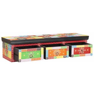 vidaXL Vidaxl - Meuble tv Multicolore 100 x 30 x 24 cm Bois de manguier massif