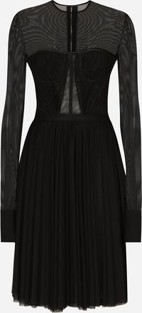 Dolce & Gabbana Kleid Aus Leichtem Tüll Mit Bustier-details - Frau Kleider Schwarz 40