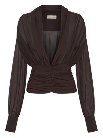 Nicholas haut Jacqueline à fronces - Marron