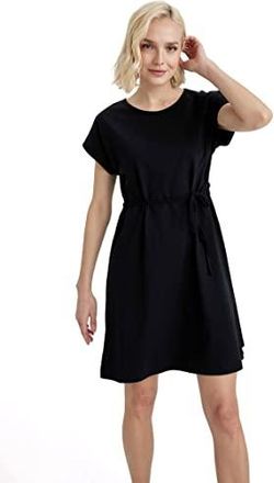 DeFacto T8057AZ Robe, Black, M Femme
