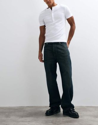 Weekday Galaxy - Jean baggy ample - Bleu fonc&eacute; d&eacute;lav&eacute;