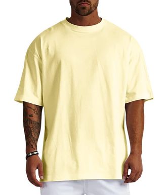 Minetom Herren T-Shirt Oversize Fit Kurzarm Oberteil mit Rundhals S&uuml;ssigkeiten Farben Candy Colors Weit Geschnittenes Lang Tee Einfarbig Basic Shirt T Shirts 
