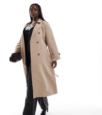 Vero Moda Curve Trench-coat ceintur&eacute; long - Ch&ecirc;ne laurier-Neutral