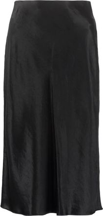 Vince Femme, Jupes, Noir, Taille: 38 FR Flared High-Rise Crushed Satin Midi Skirt