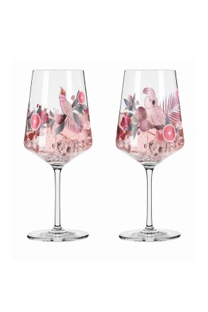 Ritzenhoff Spritzerglas, Grau, Rosa, Glas, 2-teilig, 544 ml, 9.3x22.5x9.3 cm, Fsc, Made in Germany, Essen & Trinken, Gl&auml;ser, Weingl&auml;ser, Wei&szlig;weingl&auml;ser