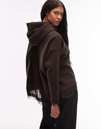 AllSaints Kapuzenpullover in Braun mit Spitzenbesatz-Brown