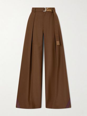 sacai Pantalon Large En Cr&ecirc;pe &Agrave; Plis Et &Agrave; Ceinture - Marron