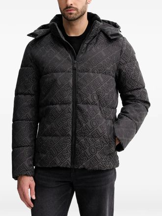 Guess Co doudoune &agrave; bande logo - Gris