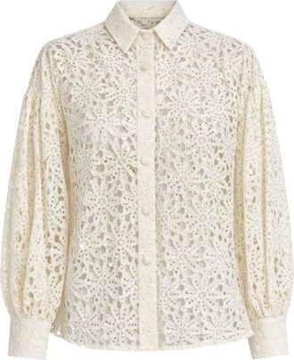 Actualee Femme, Blouses et Chemises, Beige, Taille: 40 FR Floral Lace Shirt