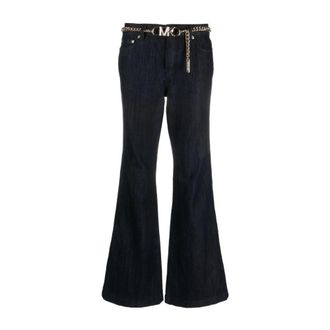 Michael Kors Indigo Rinse Flare Jeans mit Ketteng&uuml;rtel - - Jeans - Damen - Schwarzk - 2XS