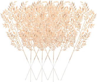 Cabilock 10pcs Künstliche Goldene Blätter Stängel Mit Realistischen Blättern Herbstliche Dekorationen Home Halloween SchmuckGoldene Blätter Stängel