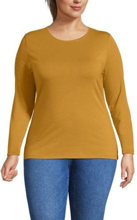 Lands End Shirt aus Baumwolle/Modal-Mix mit Rundausschnitt, Damen, Größe:48-50 plus, Gelb, Elasthan/Baumwolle Modal, by Lands End