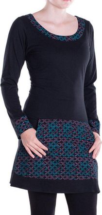 vishes Langarmshirt Langarmshirt-Kleid Leicht Kurze Damen Kleider Langarm Tunika retro Hippie, Elfen, Boho Style, Alternative Bekleidung