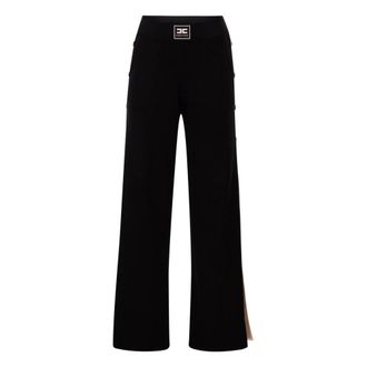 Elisabetta Franchi Femme, Pantalons, Noir, Taille: 36 FR Wide Pantalons