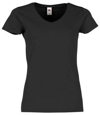 Fruit Of The Loom Ladies Iconic 150 V-Neck T-Shirt, Farbe:schwarz, Gr&ouml;&szlig;e:2XL
