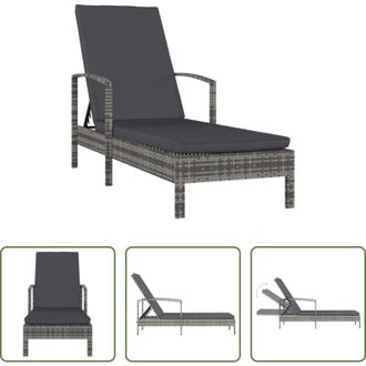 vidaXL vidaXL Transat piscine - Chaise longue avec accoudoirs R&eacute;sine tress&eacute;e Gris
