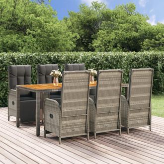 Festnight Rattan Gartenm&ouml;bel Set 6 Personen Verstellbar Gartenm&ouml;bel Set 6 St&uuml;hle mit Tisch Sitzgruppe Outdoor mit Hochlehner Terrassenm&ouml;bel Au&szlig;en Gartentisch mi