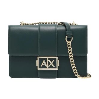 A|X Armani Exchange Femme, Sacs, Vert, Taille: ONE Size Sac Bandouli&egrave;re avec Logo M&eacute;tal