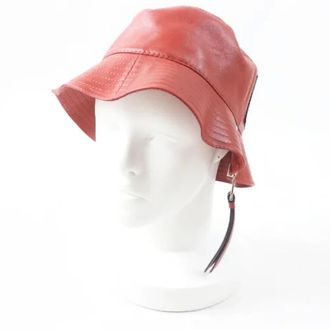 Loewe Chapeau de p&ecirc;cheur doccasion en cuir dagneau- chapeau bob - Femme - Pre-owned - Rouge - Taille: ONE Size