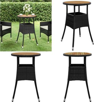 vidaXL Gartentisch &Oslash;60x75 cm Akazienholz und Poly Rattan Schwarz - Gartentisch - Outdoor-Tisch - Terrassenm&ouml;bel - Balkonm&ouml;bel - Esstisch - Home & Living