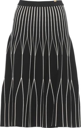 Elisabetta Franchi Femme, Jupes, Noir, Taille: 38 FR Viscose Midi Skirt