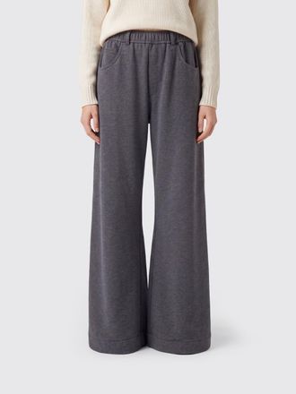 Brunello Cucinelli Pantalon large en coton avec taille mi-haute et cinq poches