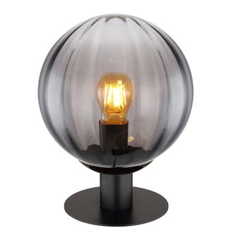 Globo Lighting Tischleuchte Glas rauch Nachttischlampe schwarz Kugel Tischlampe, Metall, 10,5W 1055lm warmwei&szlig;, DxH 23x29,5 cm