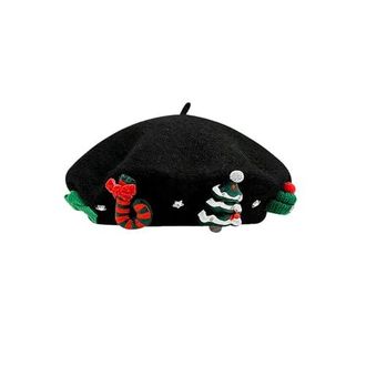 Generic Béret de Noël mignon pour femme avec décoration en laine brillante pour entraînement par temps froid vie quotidienne, BK1., M
