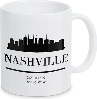 artboxONE Tasse Nashville Tennessee Black Skyline von Emiliano Deificus - Kaffeetasse St&auml;dte