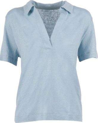Majestic Filatures Femme, Pulls, Bleu, Taille: 38 FR V-neck Tricots