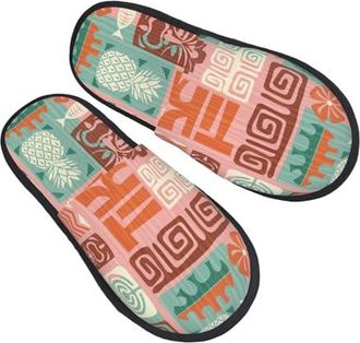 Generic Chaussons Femme Homme Motif Tiki Exotique Chausson Hommes Automne Hiver Antidérapantes Chaude Pantoufles, Pour Fête, Mariage, Intérieur Extérieur, L